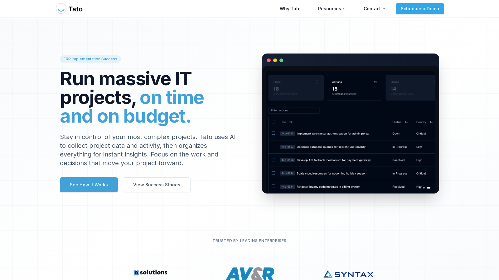 Tato | Efficiently Manage and Control Complex IT Projects