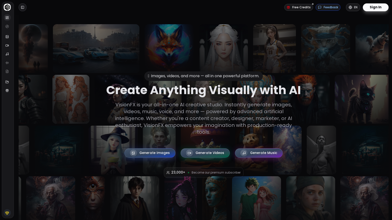 VisionFX - Studio Créatif AI pour Images, Vidéos & Musique